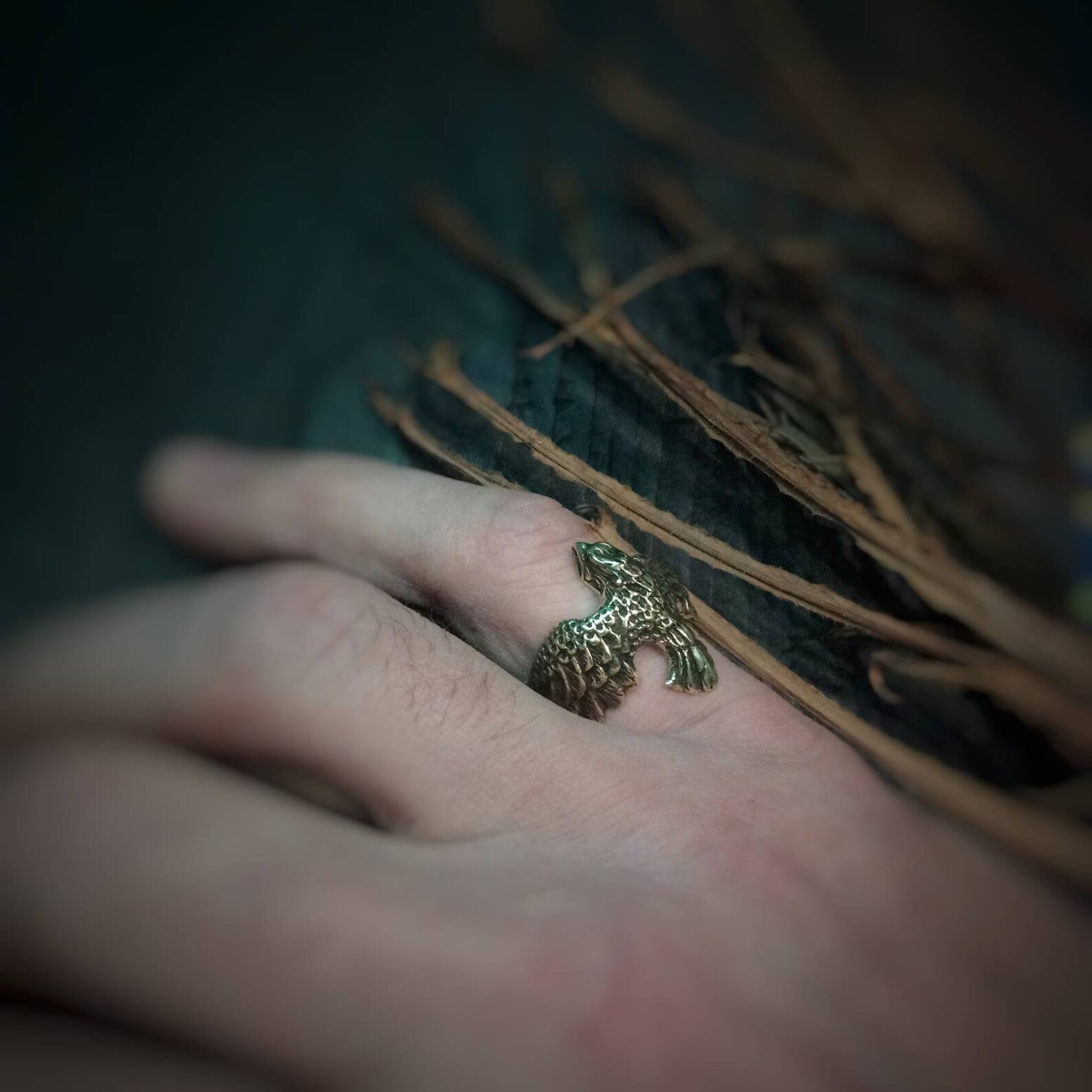 Odins Raven Ring Magic Occult Jewelry Brass Crow Ring 925 Sterling ...