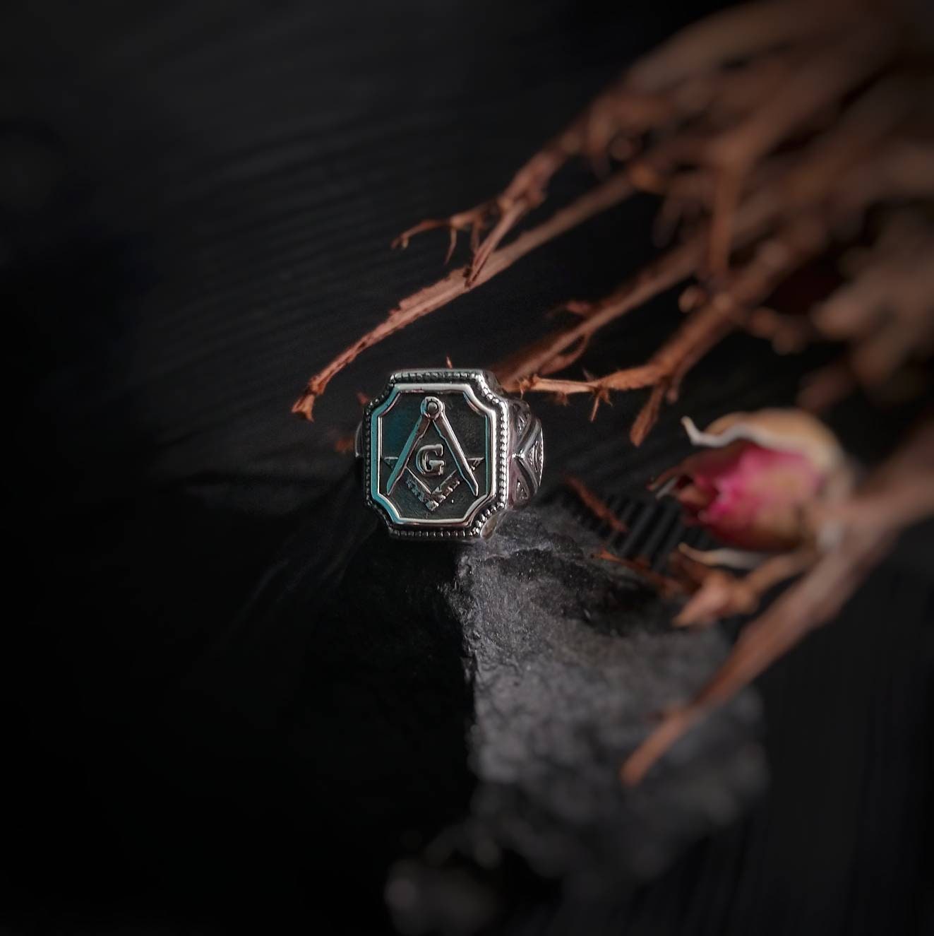 Mens Masonic Ring Freemasonry 925 Sterling Silver Rings All Seeing Eye ...