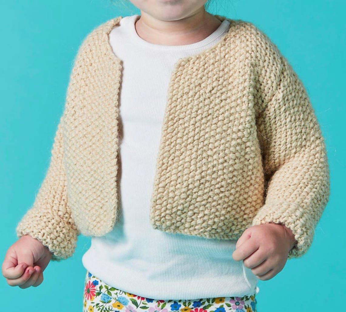 Easy Kids Cardigan Knitting Pattern PDF Simple Beginners Baby - Etsy