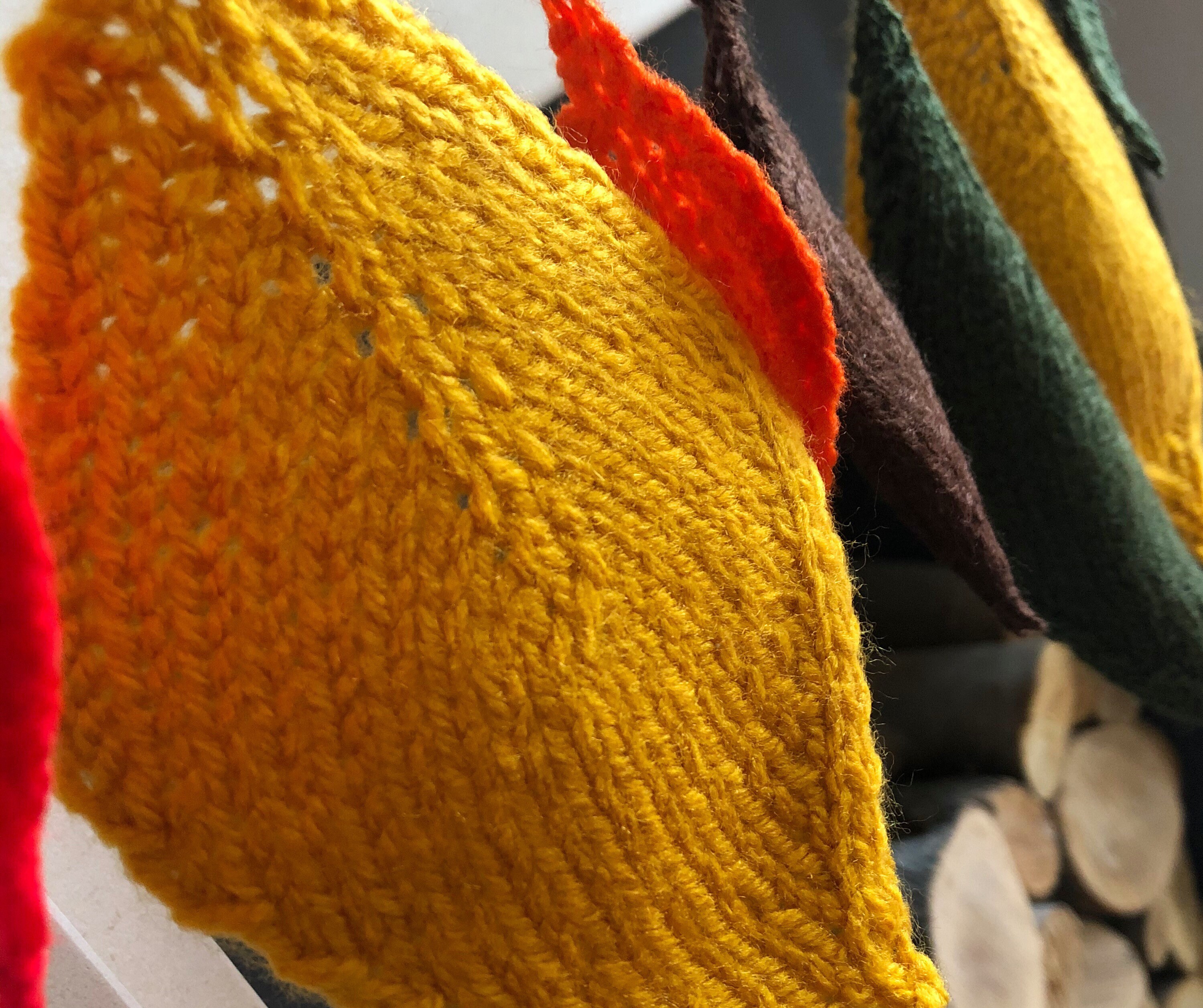 Fall Leaf Bunting Garland Hand Knitted Autumn Leaves Decor - Etsy UK