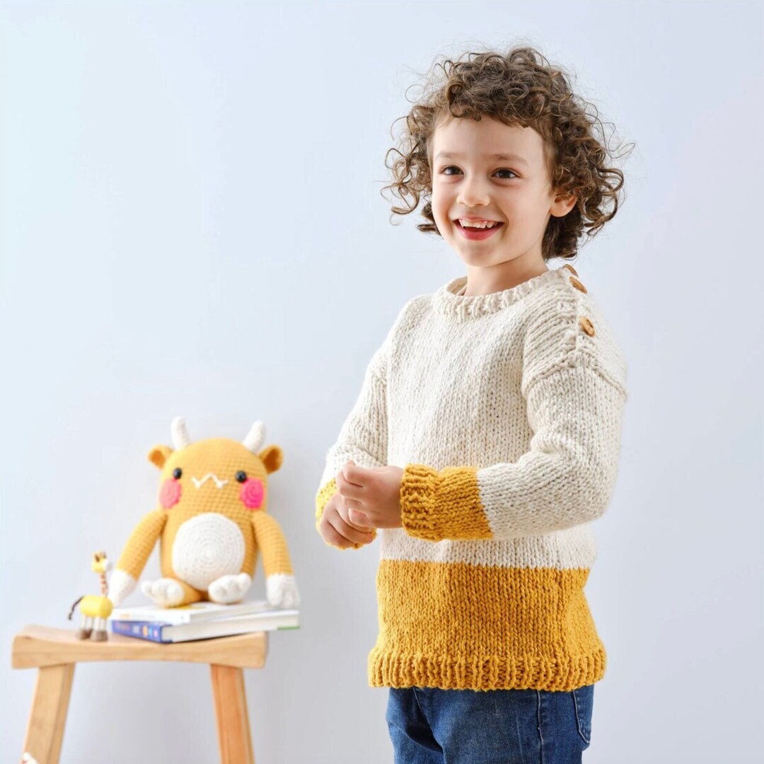 Kids Sweater Knitting Pattern PDF, Intermediate Skill, Children's ...