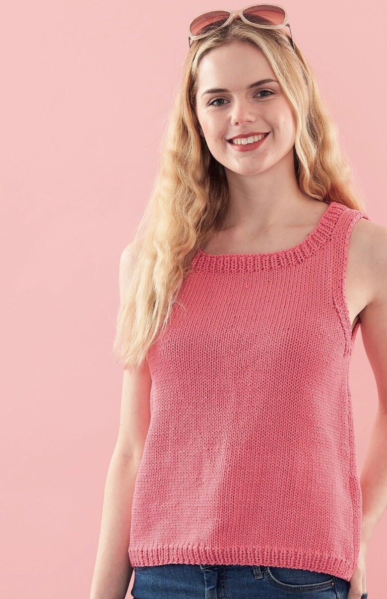 Vest Knitting Pattern With Buttons, Womens Round Neck Top How To, EU ...