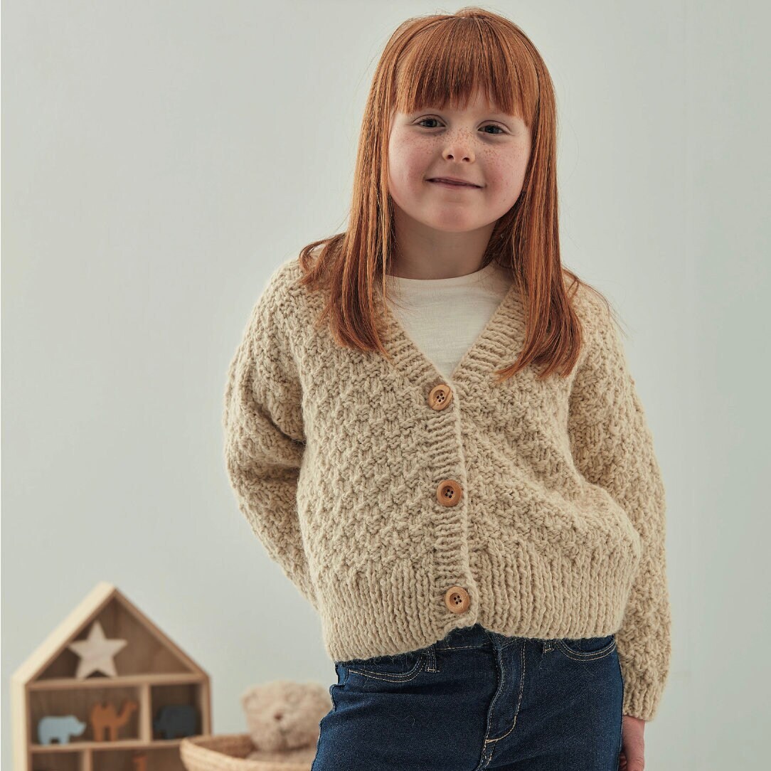 Kids Cardigan Knitting Pattern, Toddler Buttoned Knit Cardigan Pattern ...
