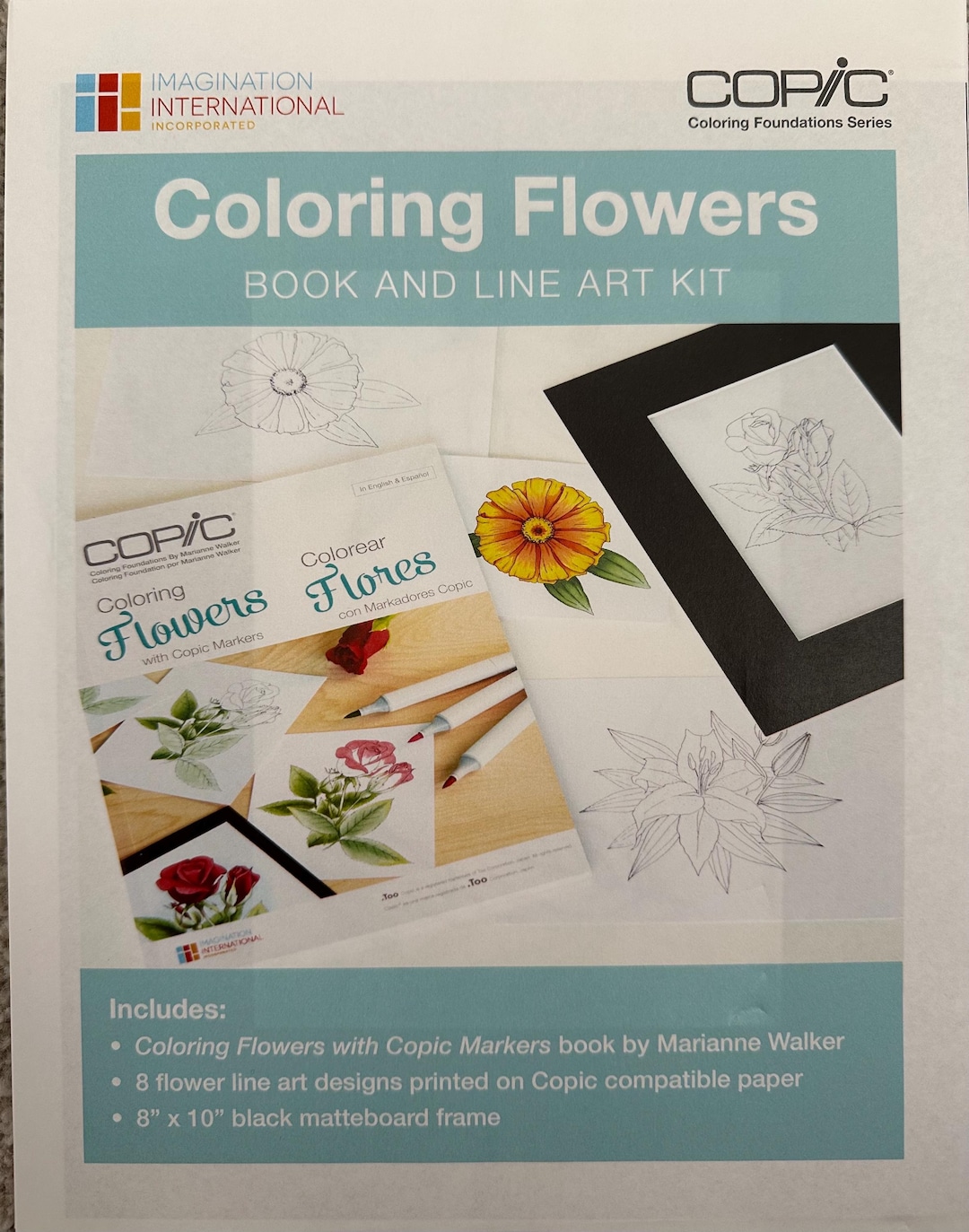 Copic Coloring Flowers Book and Line Art Kit - Etsy