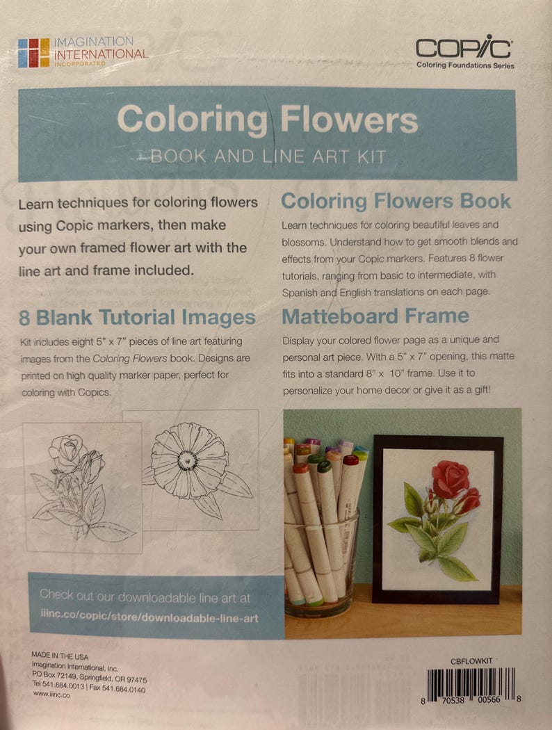 Copic Coloring Flowers Book and Line Art Kit - Etsy