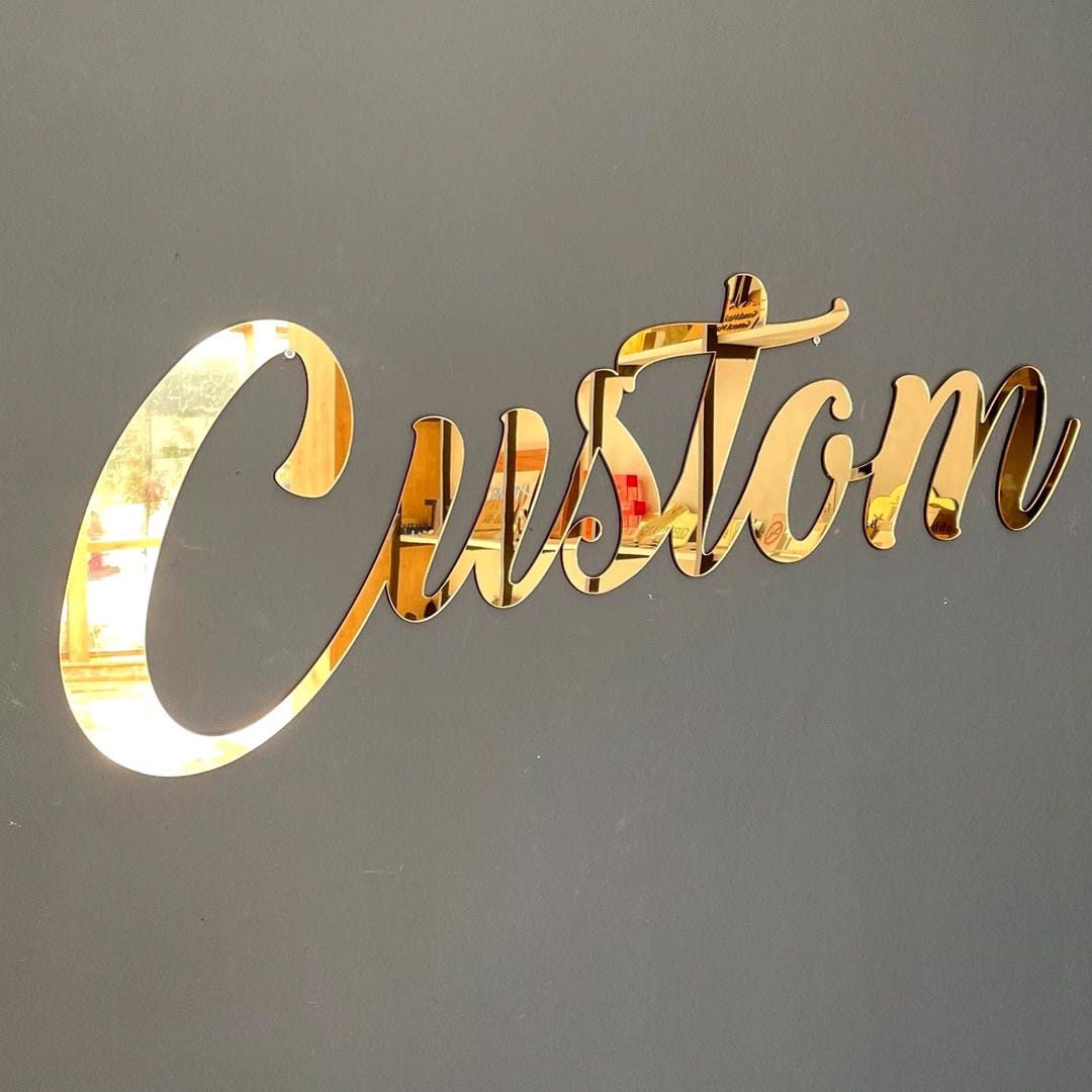 Custom Gold Acrylic Business Logo Sign: 3D Wall Decor - Etsy