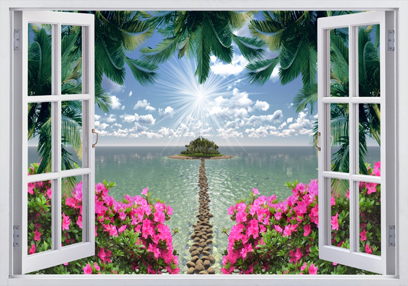 3D Sea View Window Decal: Island Landscape Wall Mural - Etsy