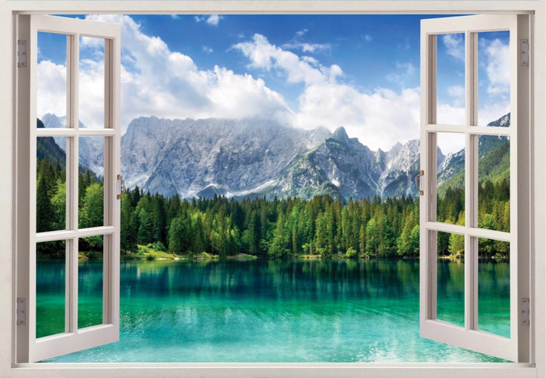 3D Window View Lake and Forest Landscape Wall Mural 3d - Etsy