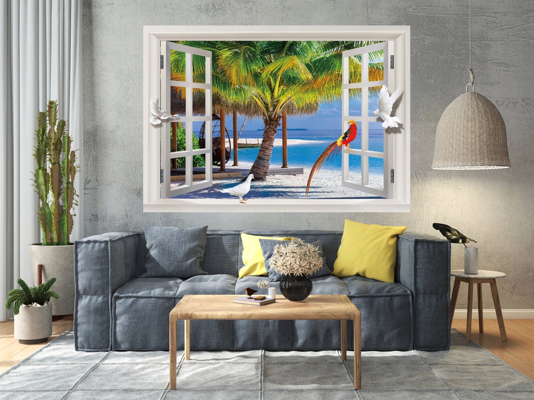 3D Window Beautiful View Scenery Seascape Decal I 3D Window Ocean and ...