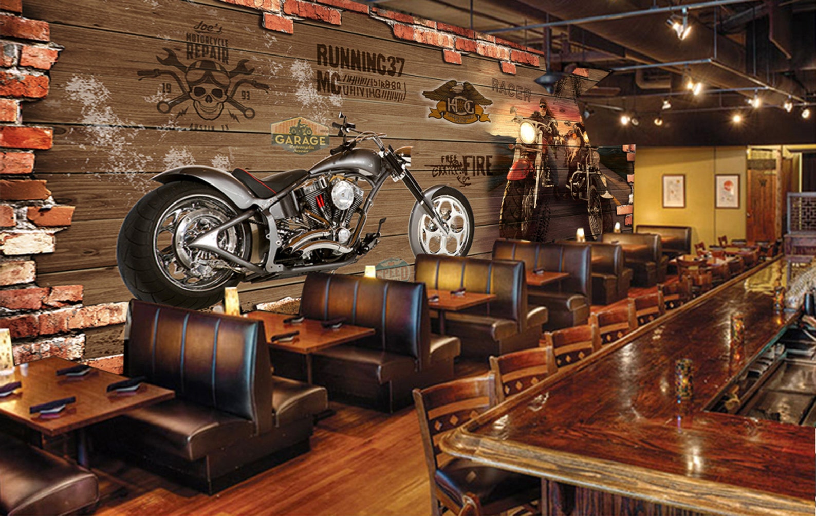 Wallpaper Vintage Effective Motorcycle Wall Art Wall Mural - Etsy