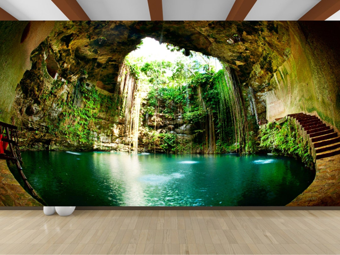 Wallpaper Cave Pond View Wall Art Wall Mural Etsy