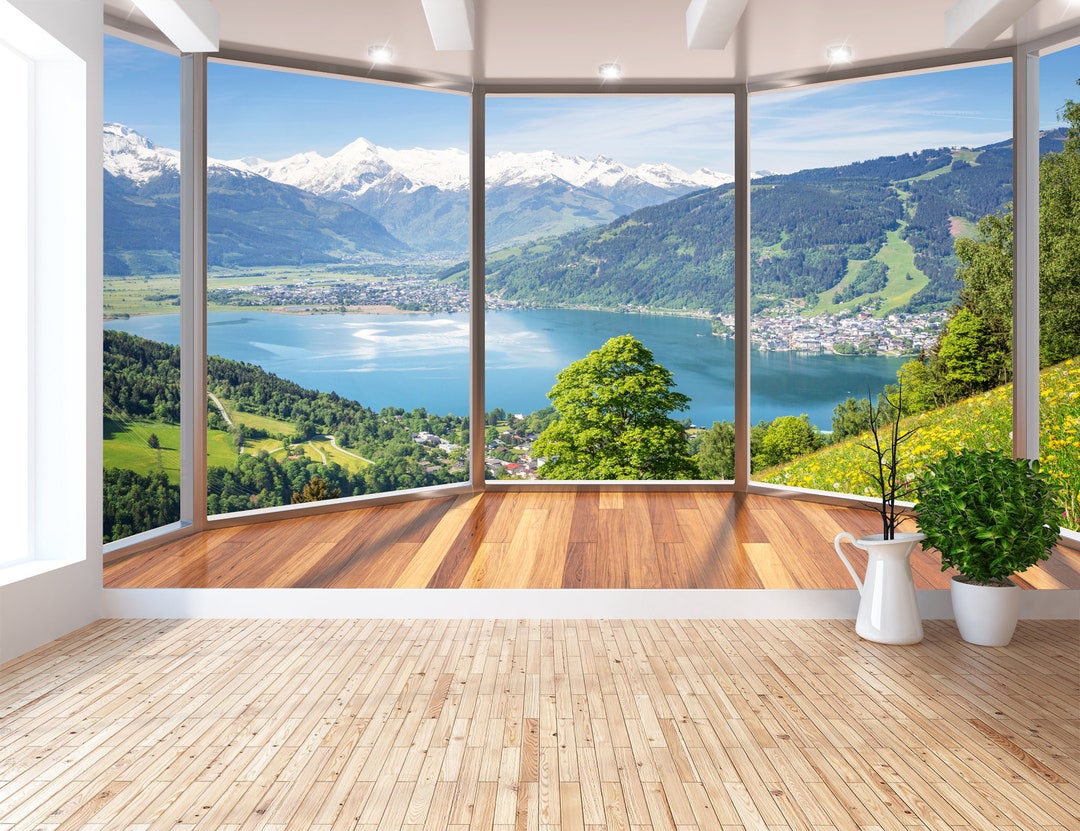 Wallpaper Lake View From Balcony Wall Art, Wall Mural - Etsy