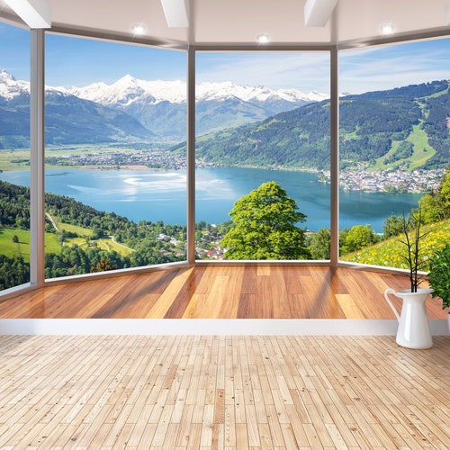 3D Window View Lake and Forest Landscape Wall Mural 3d - Etsy