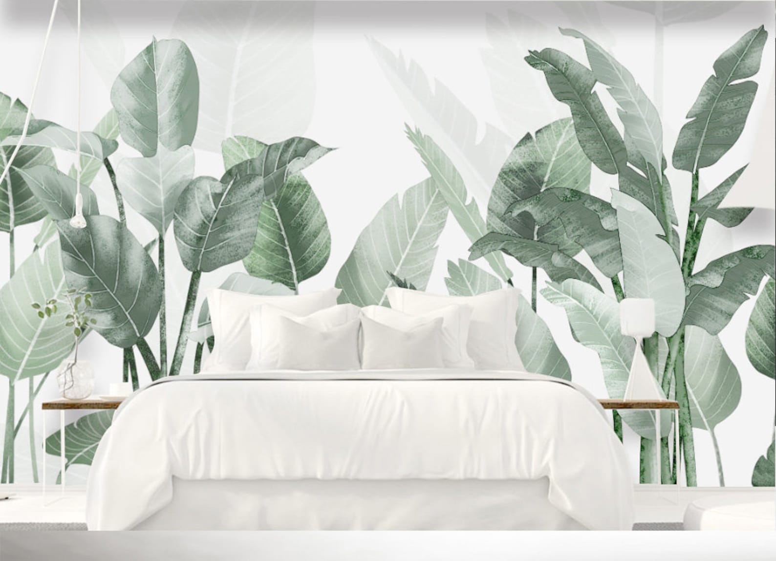 Wallpaper Tropical Plant Small Fresh Modern Minimalist Wall - Etsy