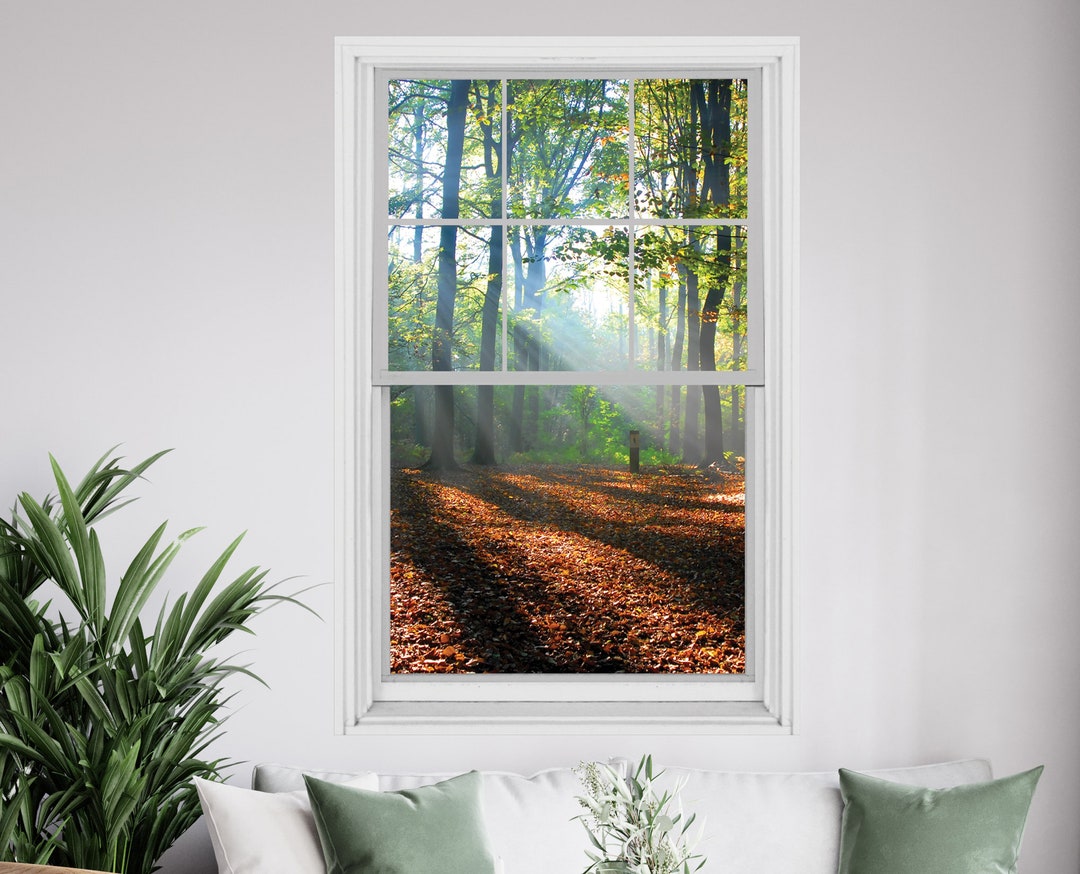 3D Forest View Window Wall Decal: Peel and Stick Vinyl - Etsy