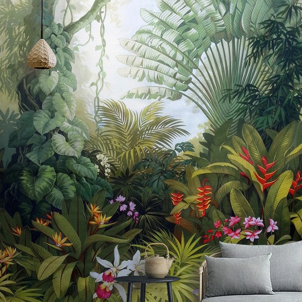 Tropical Plant Mural - Etsy