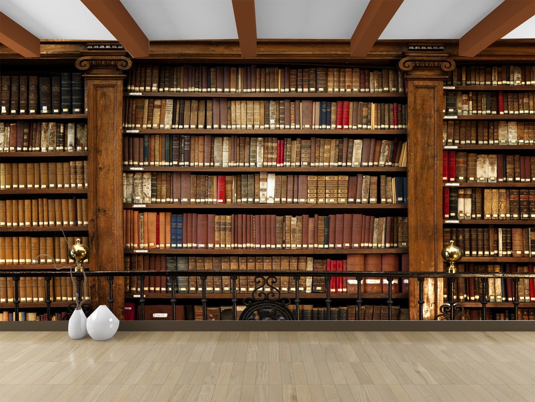 Wallpaper Library Wall Art, Wall Mural, Fine Art Background - Etsy