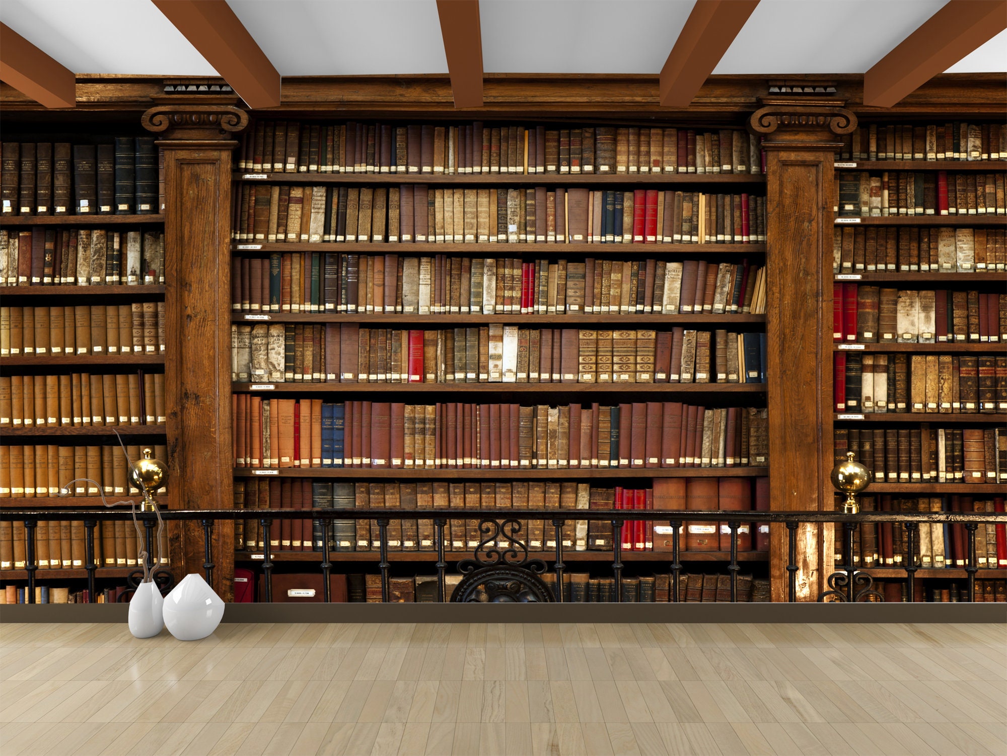 Wallpaper Library Wall Art Wall Mural Fine Art Background | Etsy