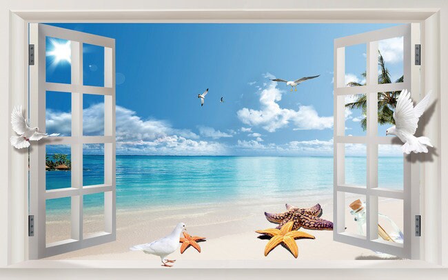 3D Window Summer Style Seascape Window Scenery Mural I 3D - Etsy