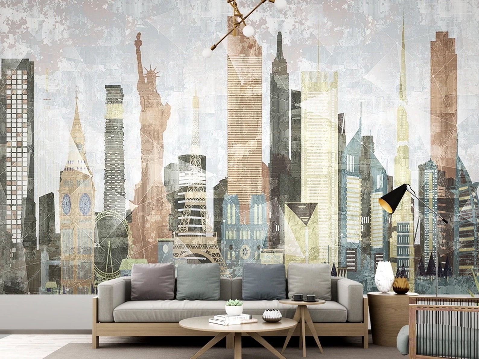 Wallpaper Modern Minimalist City Building Abstract Geometric - Etsy