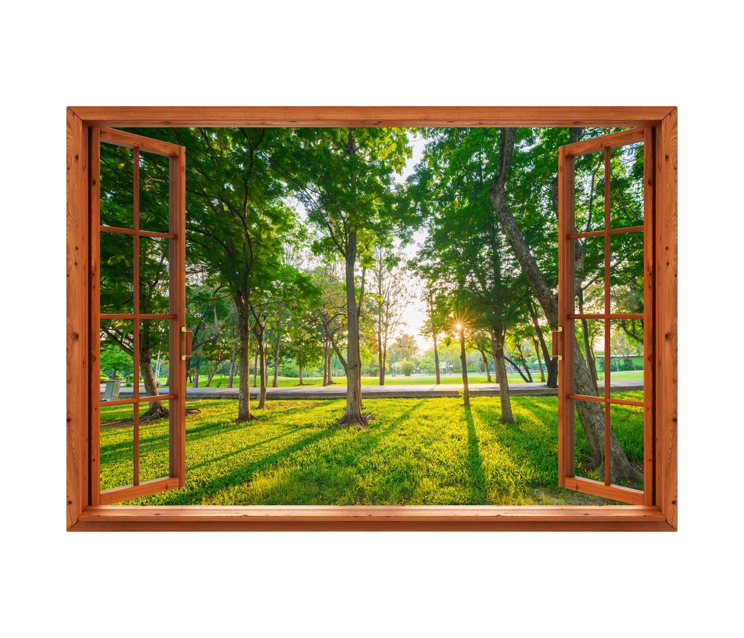 Forest View Fake Window Wall Decal, Tree View Fake Window Decal, 3D ...