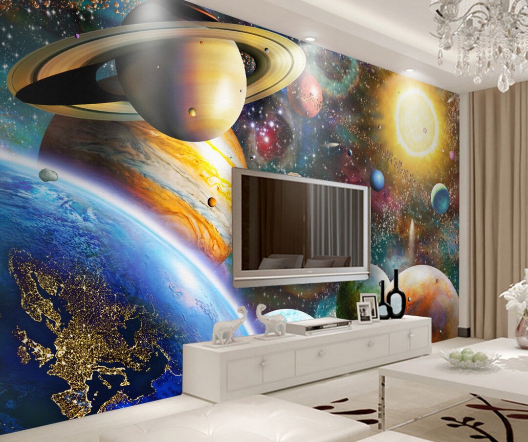 Wallpaper Space and Planets Wall Art, Wall Mural - Etsy
