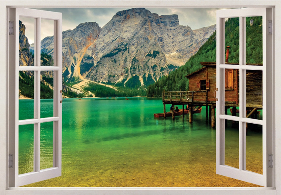 3D Window View Lake and Forest Landscape Wall Mural 3d - Etsy