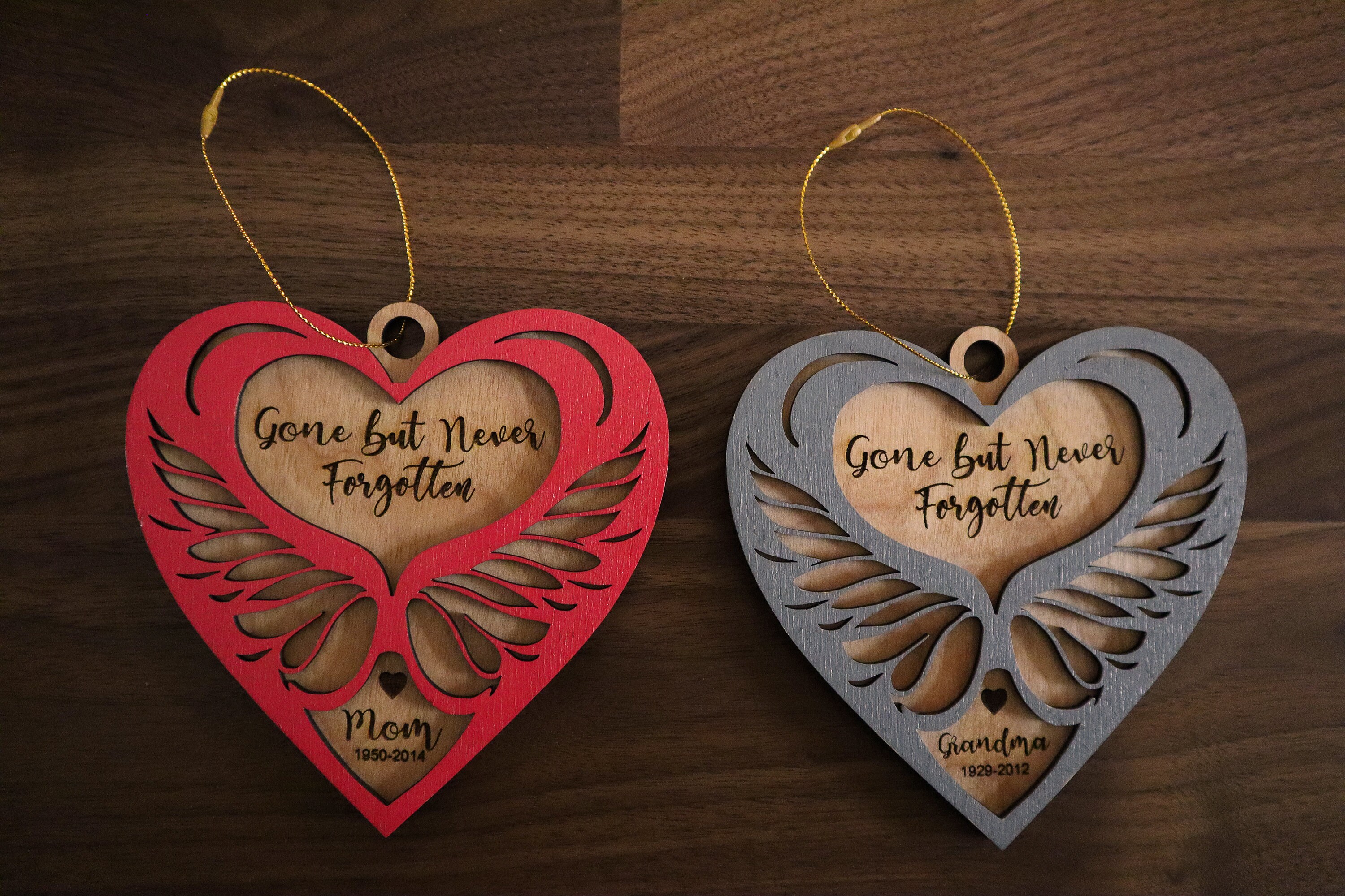 Gone but Never Forgotten Angel Wings Memorial Christmas Ornament, Laser ...