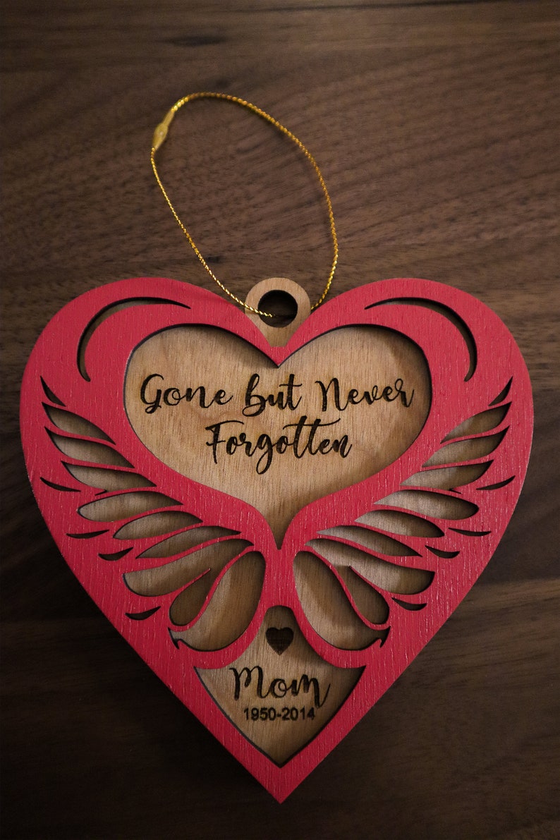 Gone but Never Forgotten Angel Wings Memorial Christmas Ornament, Laser ...