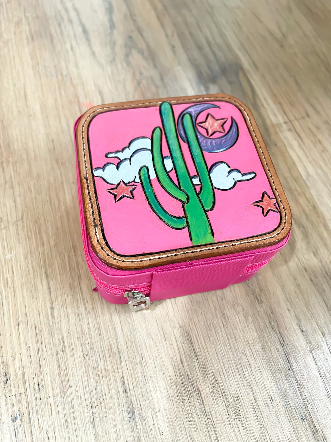 Cosmic Cactus Hand Tooled Vinyl Jewelry Box Leather Ready to - Etsy
