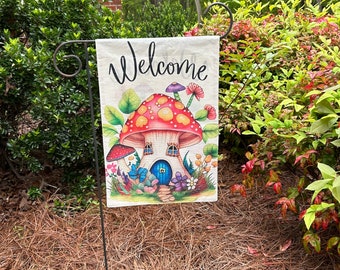 Funny House Flag Mushroom Garden & House Banner Eat Me Cottagecore ...