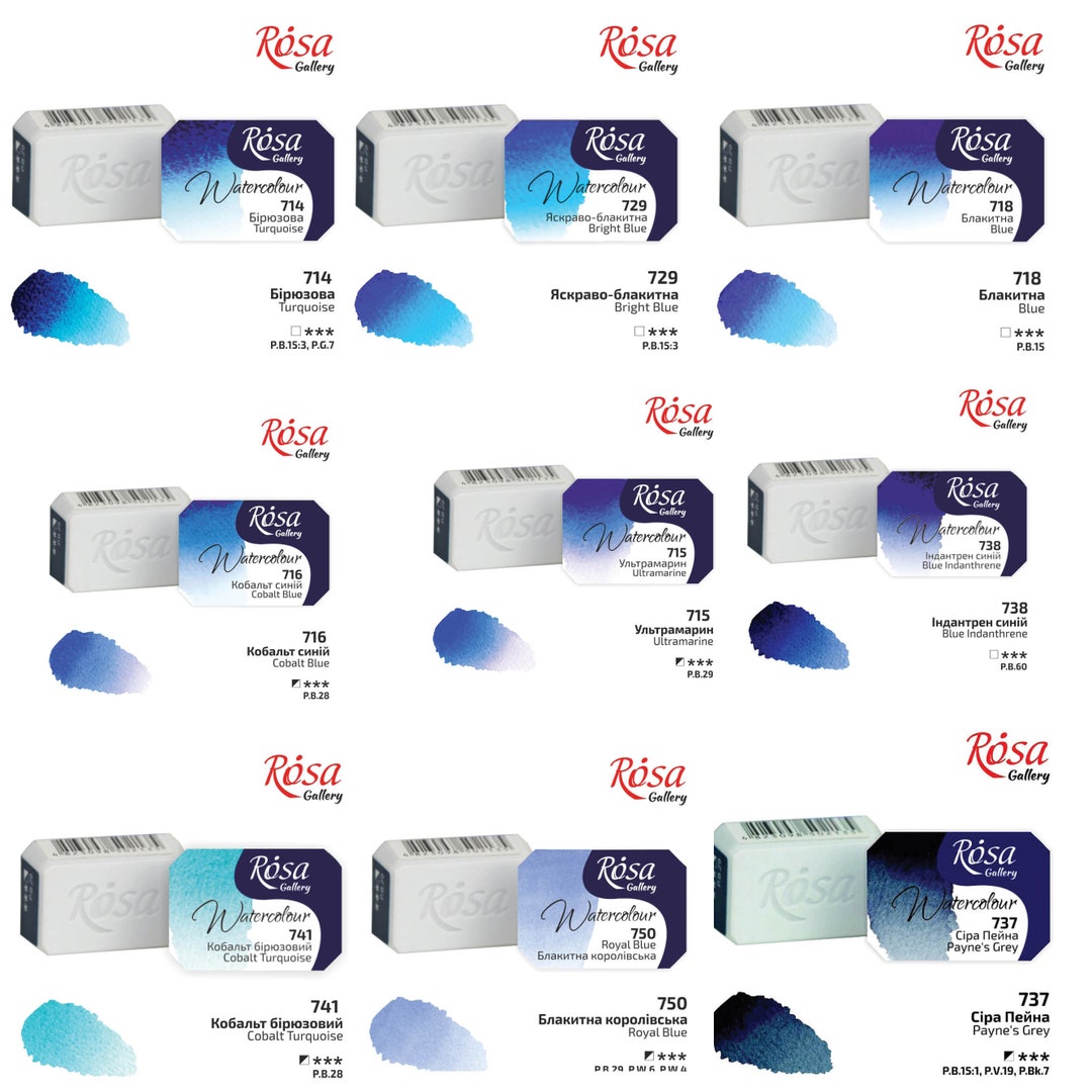 Watercolor Cuvettes Watercolor Art Paint Full Pans Blue Colors Artist ...