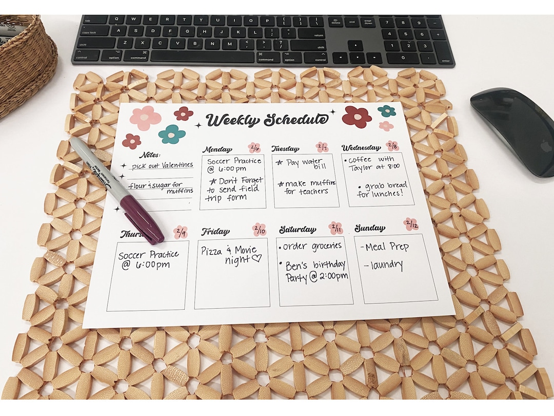 Weekly Planner Printable PDF - Flower Power - Etsy