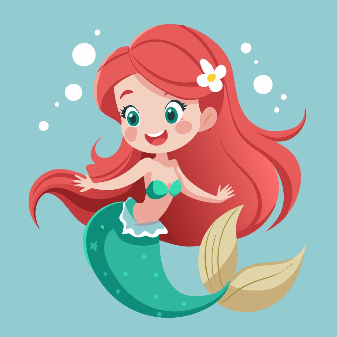 Cute Little Mermaid Svg PNG Mermaid Digital Clipart Clip Art - Etsy