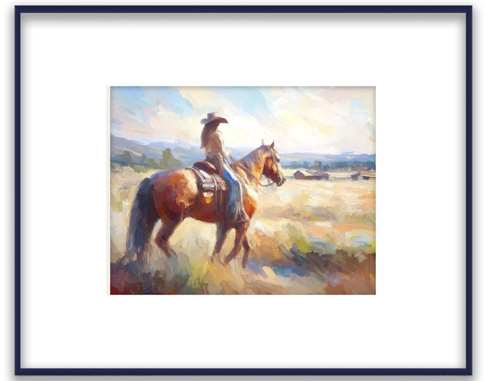 Cowgirl Life/digital Painting of Cowgirl Riding Her Horse on the Ranch ...