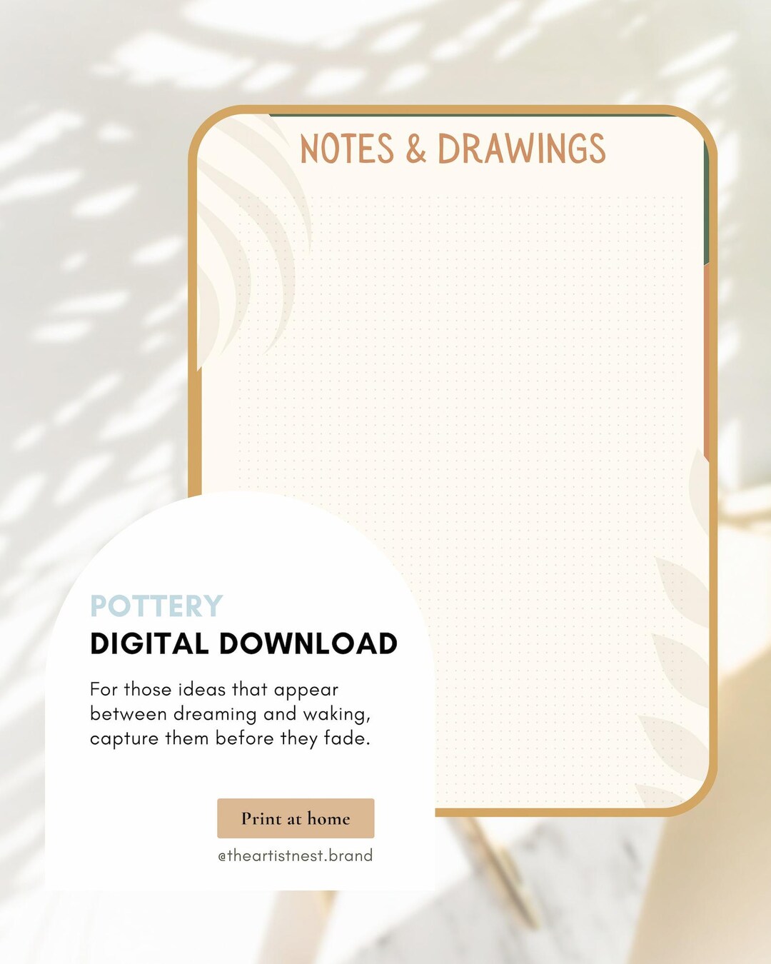 Pottery Notes & Drawings Sheet | Printable Ceramic Sketch Page | Studio ...