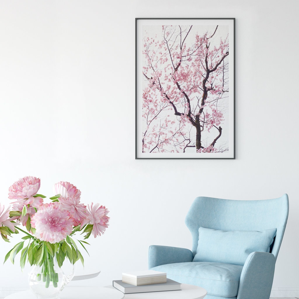 Cherry Blossom Tree Print Botanical Wall Art Pink Flower | Etsy