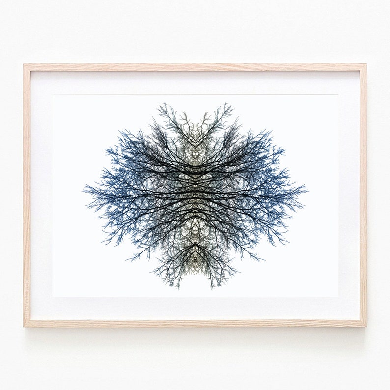 Blue Tree Print Wall Art Green Home Decor Tree Poster Boho - Etsy