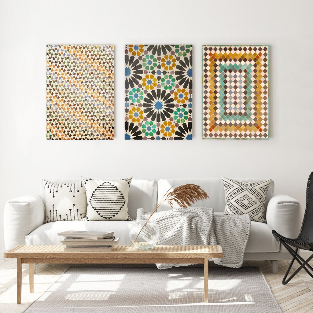 Set of 3 prints Alhambra Tiles Arabic Mosaics Prints South | Etsy