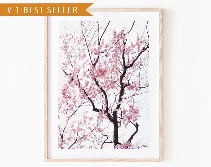 Cherry Blossom Tree Print, Botanical Wall Art, Pink Flower, Print ...
