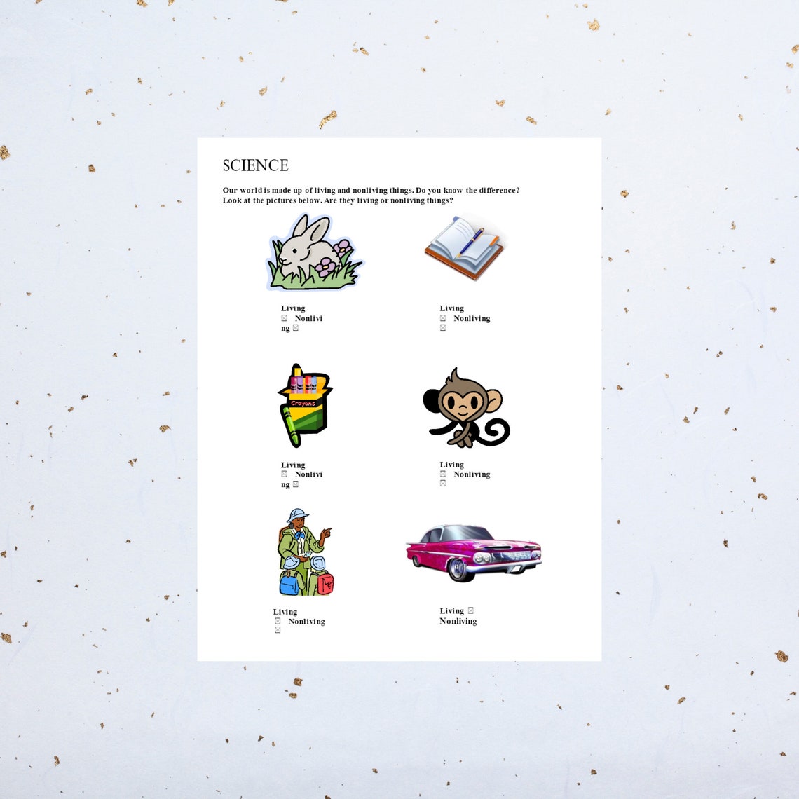 Living and Non-living Things - Science Workbook for Kindergarten ...