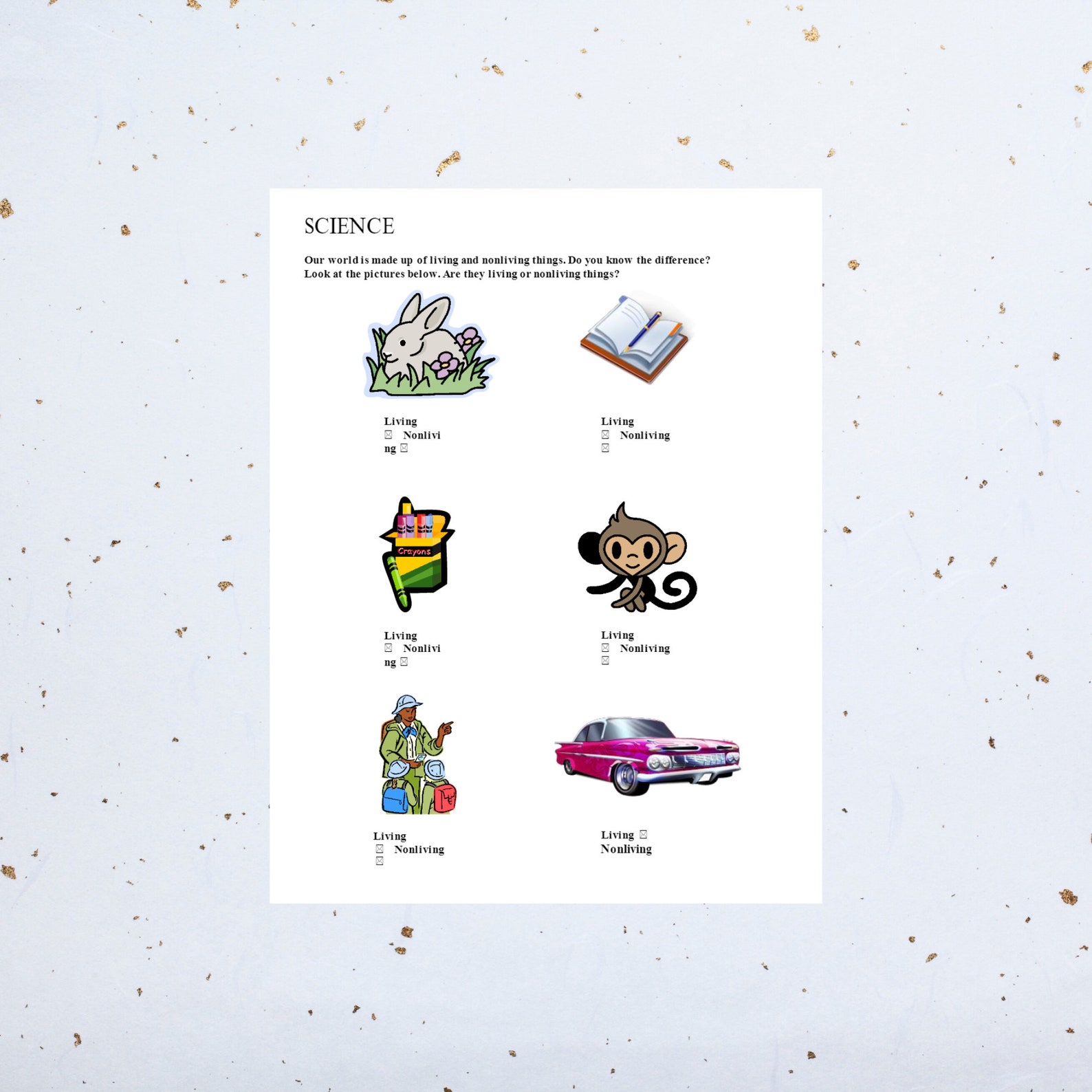 Living and Non-living Things - Science Workbook for Kindergarten ...