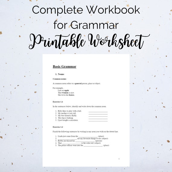 Complete 31 pages Workbook for Grammar Printable Exercise | Etsy