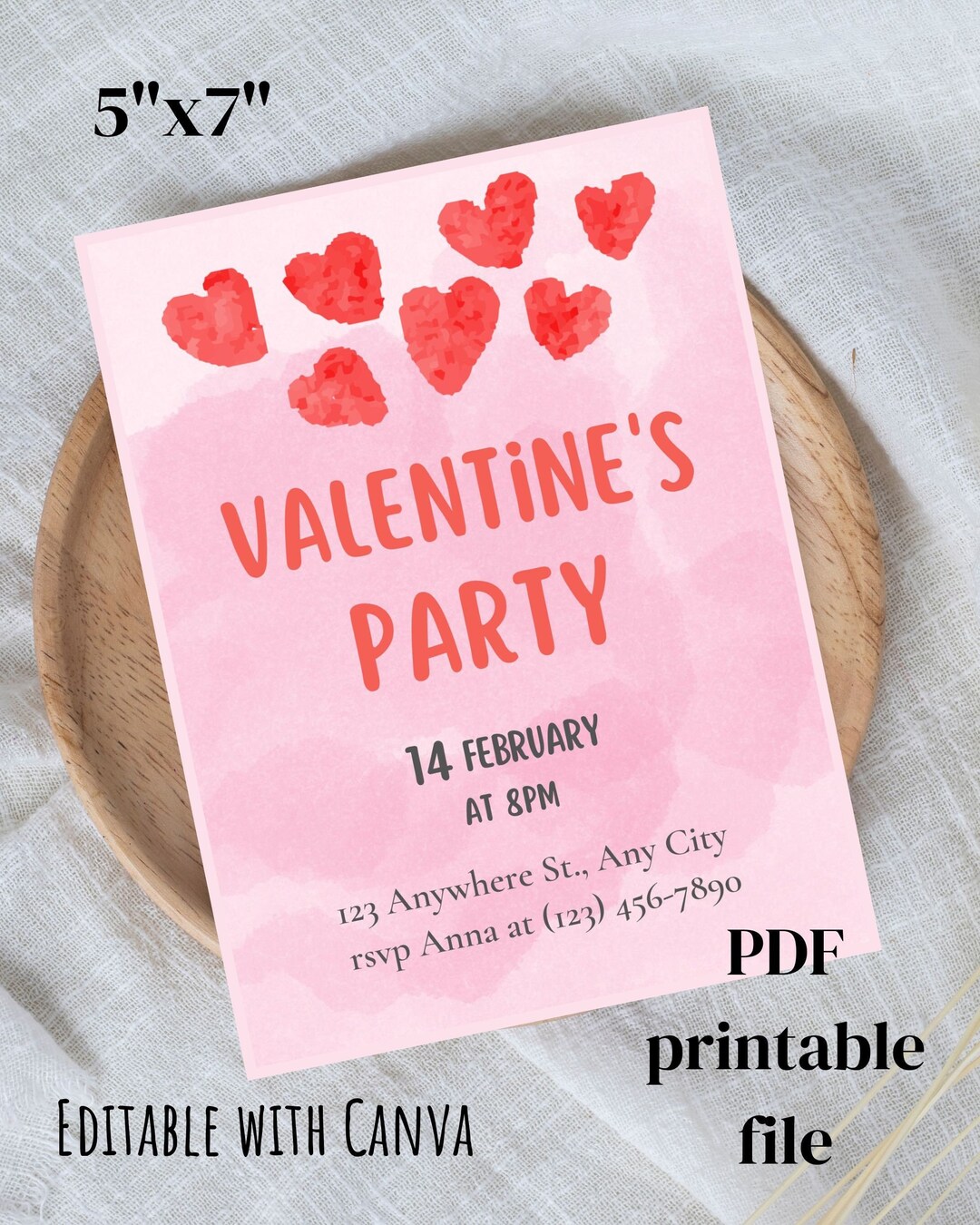 Valentine's Day Invitation, Valentine's Day Party Invite Template ...