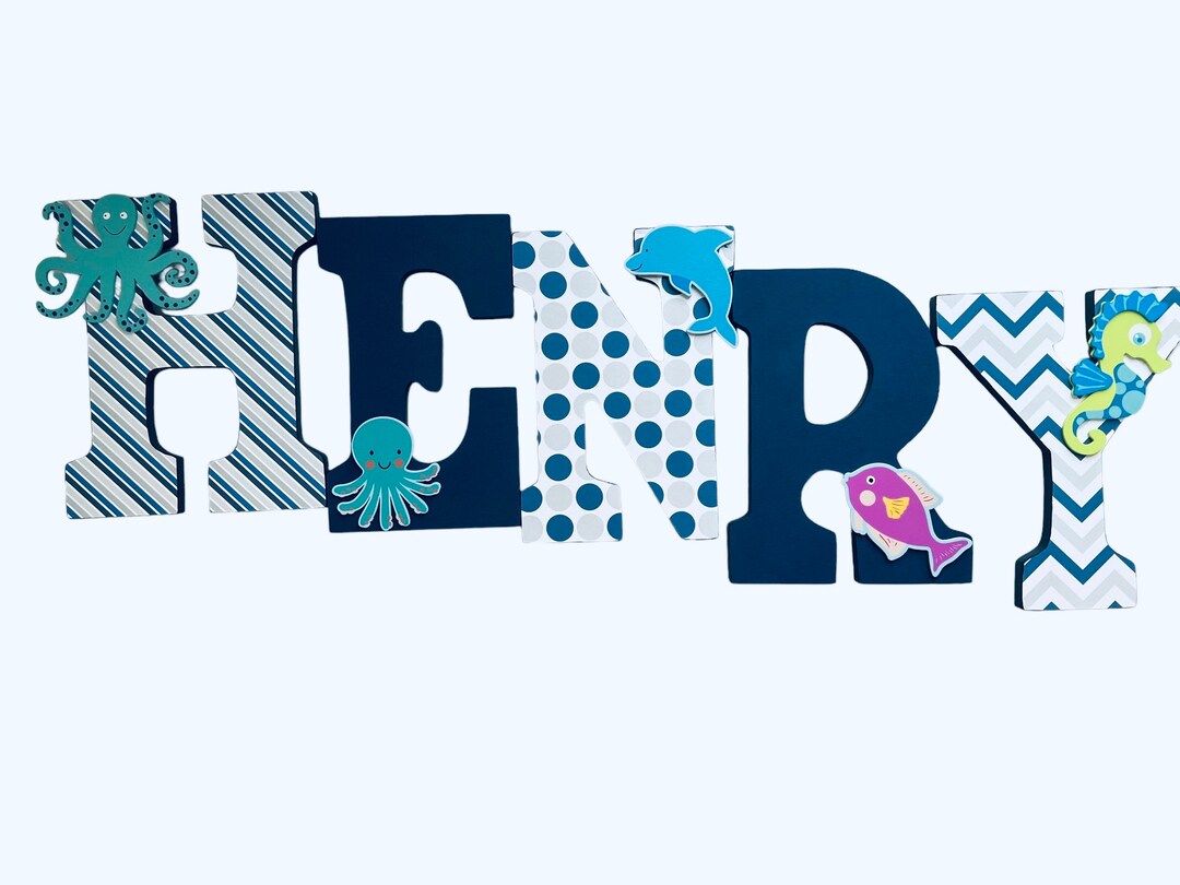 Henry Wall Letters-ocean Theme Nursery-sea Animals Decor - Etsy