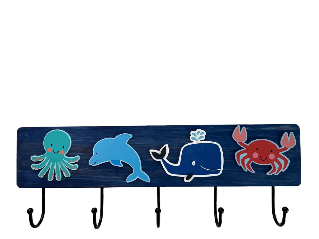 Sea Creatures Ocean Themed Coat Rack-nursery Coat Rack-pj Hooks - Etsy