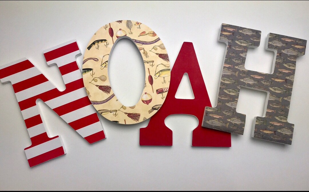Boys Nursery Letters Fishing Theme Wood Nursery Letters - Etsy