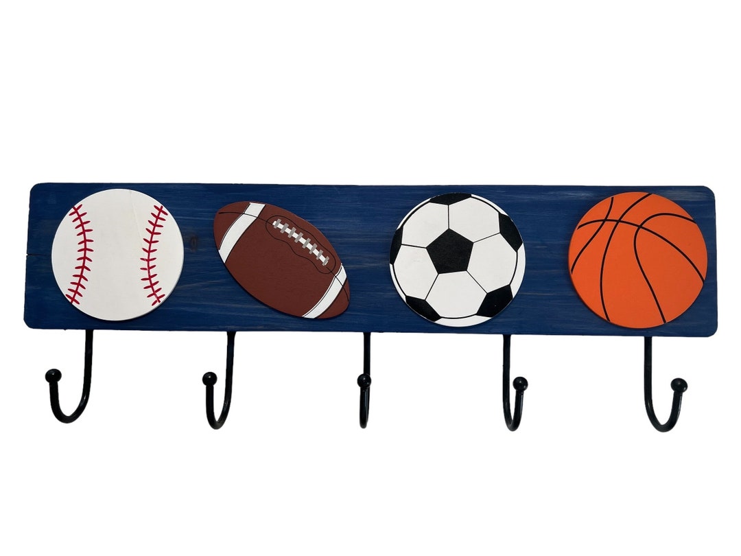 Child’s Coat Hooks -child’s Sports Coat Rack - Sports Wall Hooks-towel ...