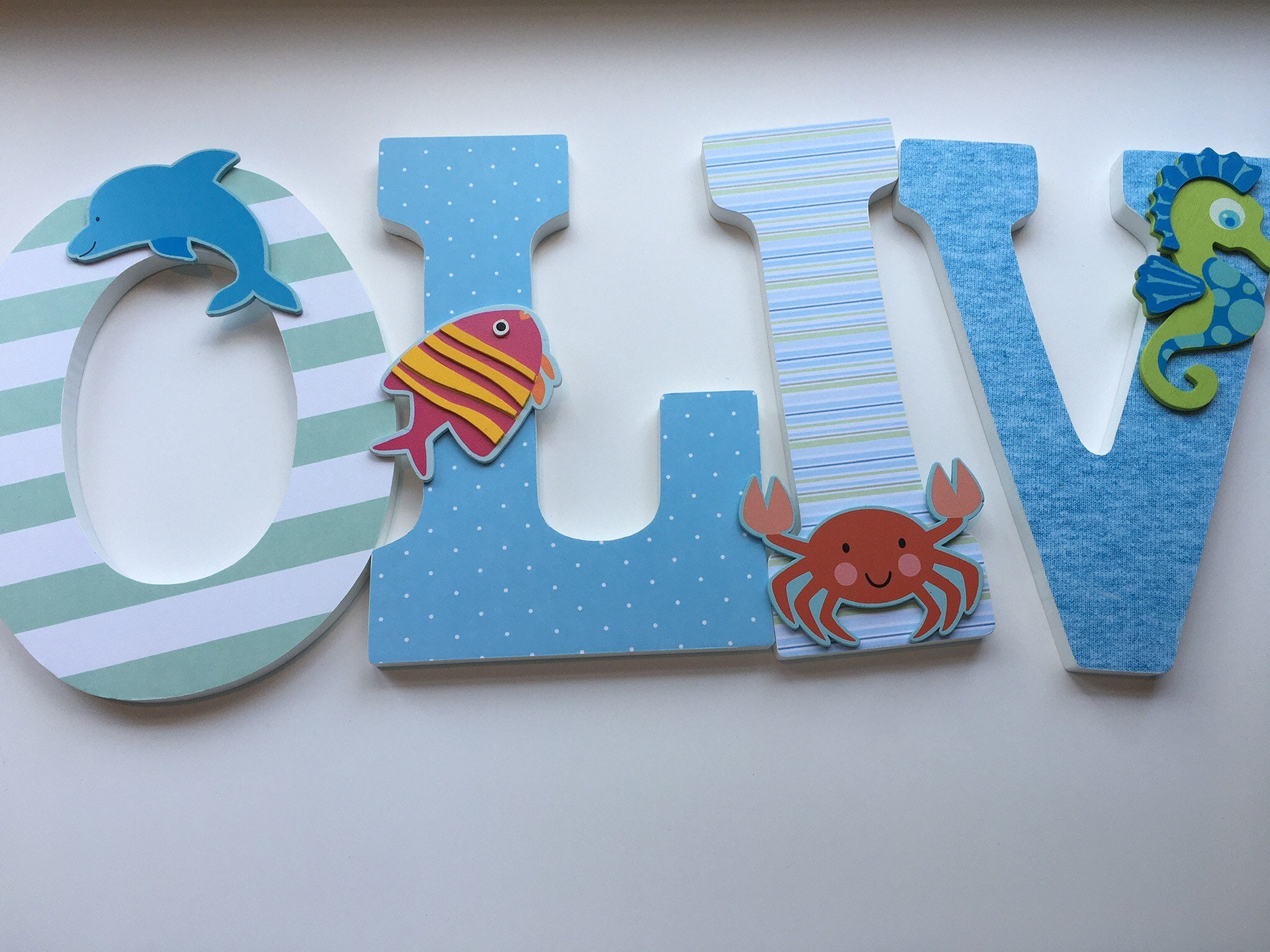 Lucas letters boys nautical nursery letters under the sea | Etsy
