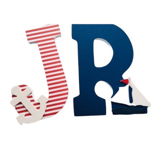 JR Red White and Blue Letters nursery Letters Sailboats - Etsy